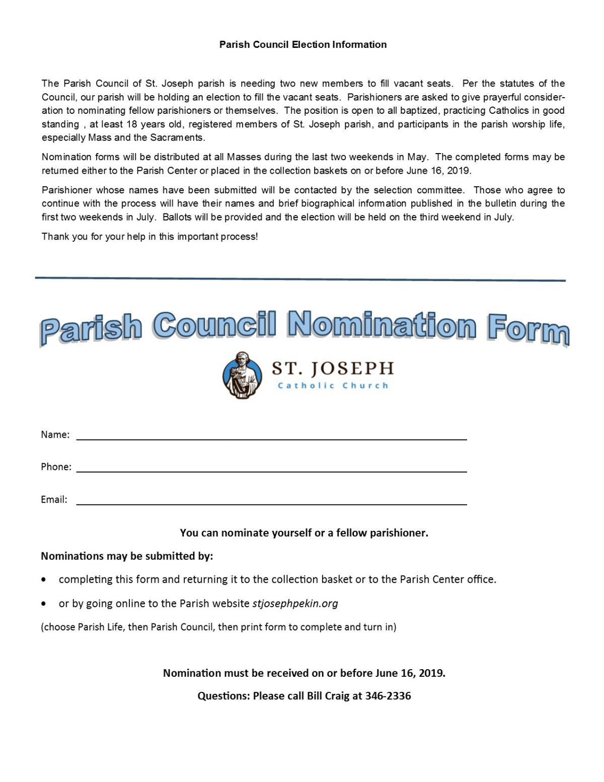 nomination form – St. Joseph Catholic Church